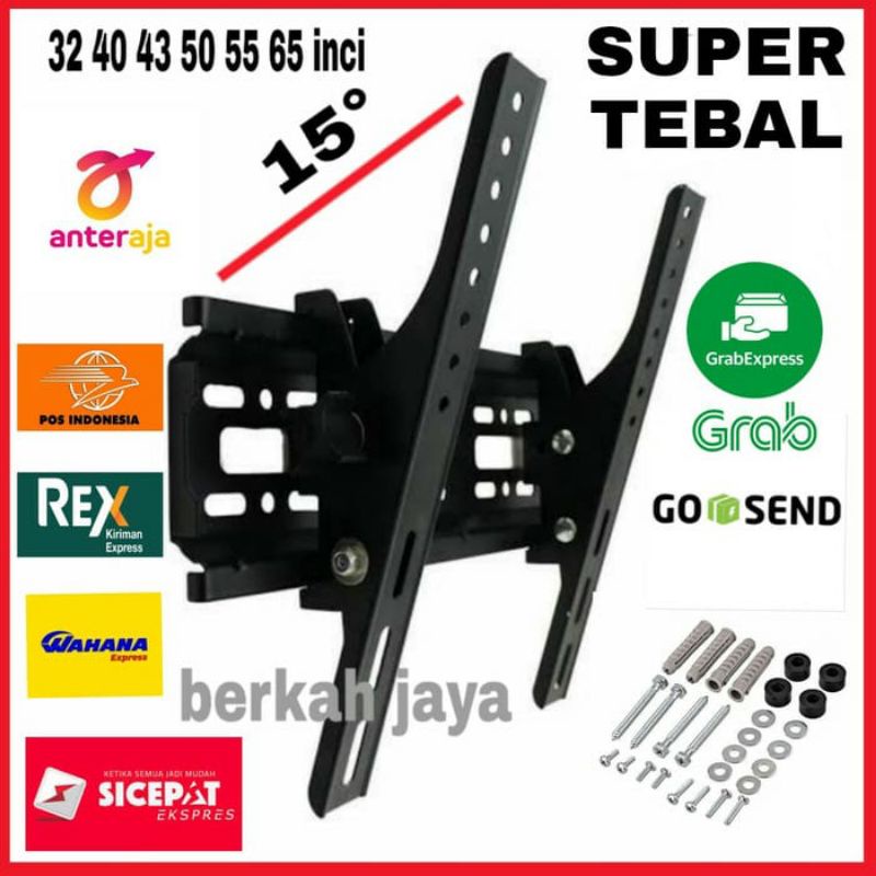Jual bracket tv led lcd plasma 43 50 55 60 inch besi djamin tebal & bisa nunduk 15° | Shopee ...
