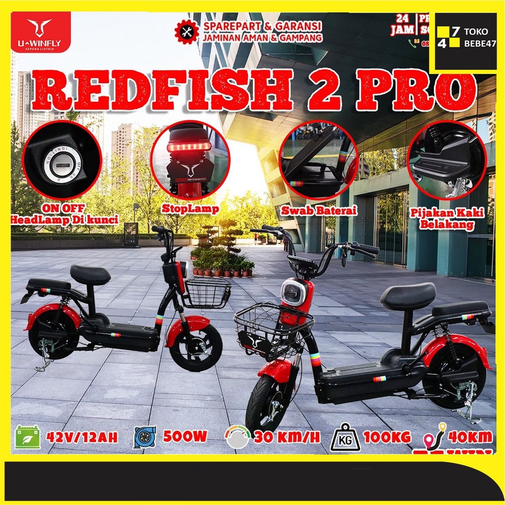Jual sepeda listrik uwinfly redfish garansi resmi | Shopee Indonesia