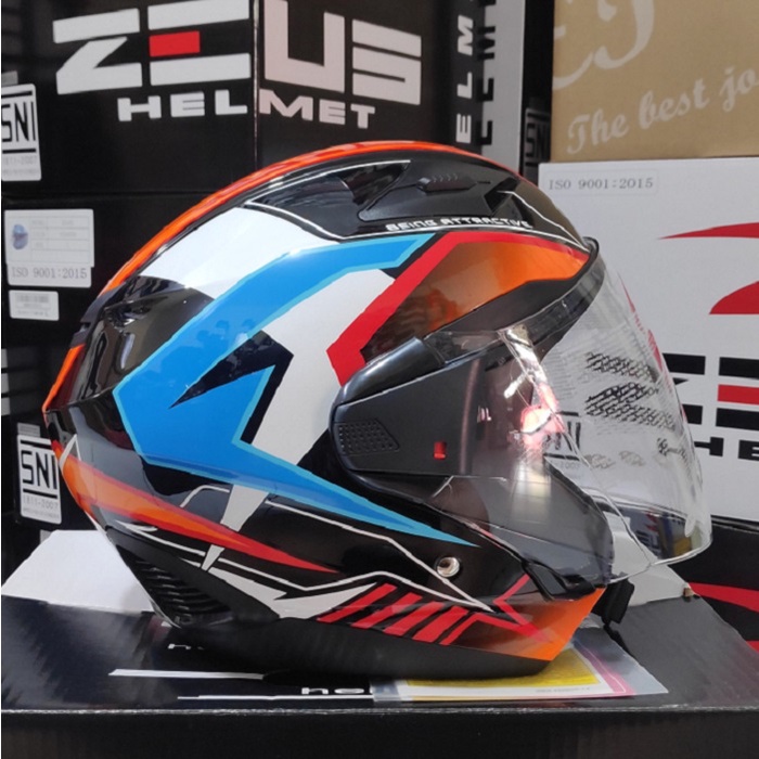 Jual Zeus ZS611 Black TT29 Whi Red - Helm Zeus Half Face ZS 611 Motif ...