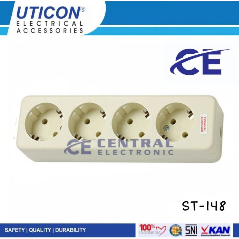 Jual Stop Kontak 4 Lubang Uticon ST 148 / Terminal Kuningan | Shopee ...