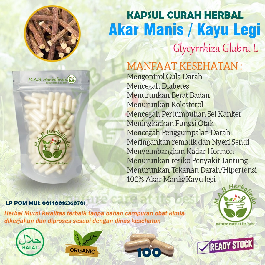 Jual AKAR MANIS Kayu Legi 100 Kapsul Curah Herbal Gatal Hepatitis C ...