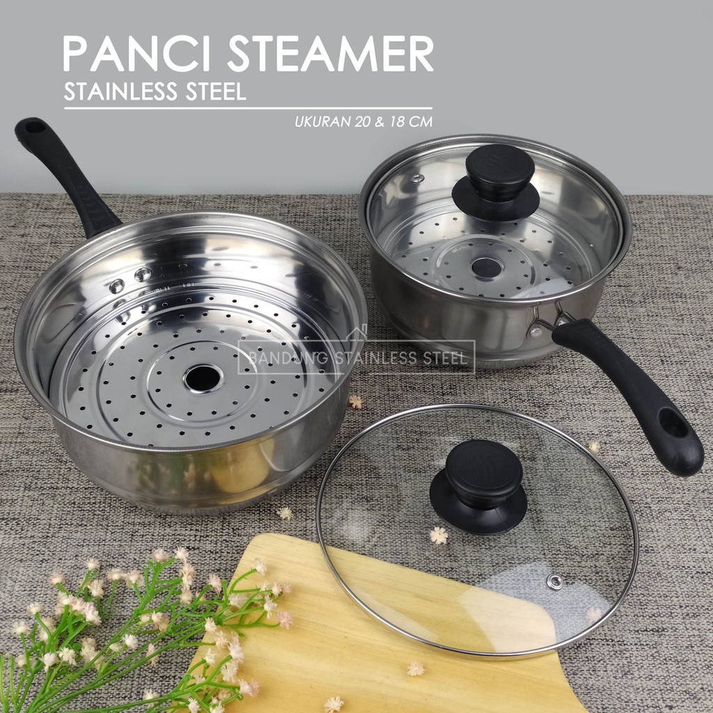 Jual Promo! Panci kukus steamer 18cm 20cm milk pot stainless steel tutup kaca murah | Shopee ...