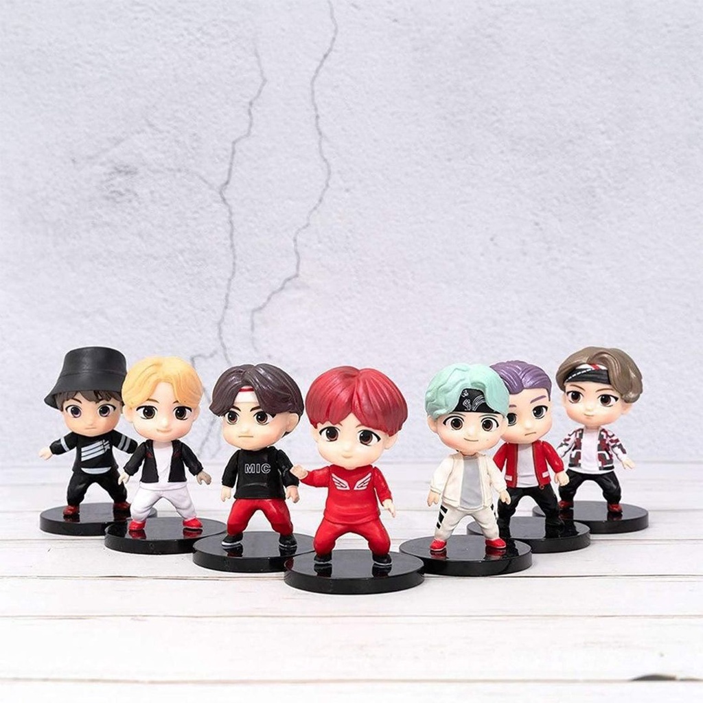 Jual Action Figure BTS Set isi 7 / Koleksi Pajangan Action Figure Kpop Idol Member BTS Mic Drop ...