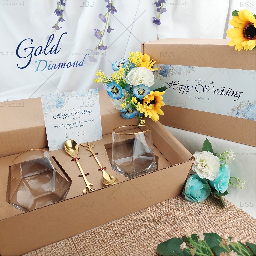 Jual Hampers Gelas isi 2 pcs Natal Wedding Lebaran Imlek Valentine Kado ...