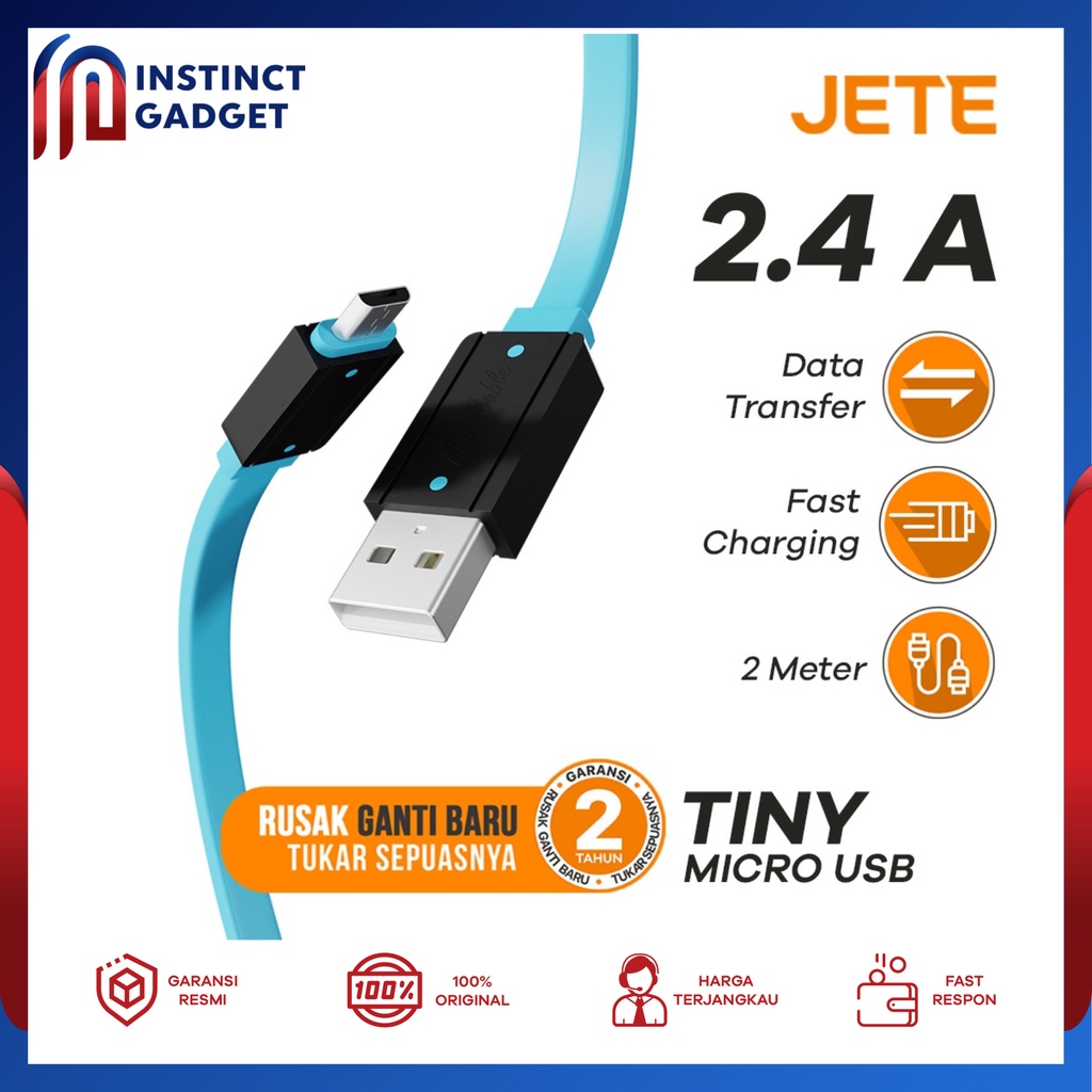 Jual Kabel Data Micro USB JETE TINY 2.4A Fast Charging - Garansi 2 ...