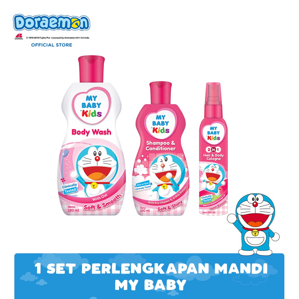 Jual 1 Set Perlengkapan Mandi My Baby Doraemon Pink Edition | Shopee ...