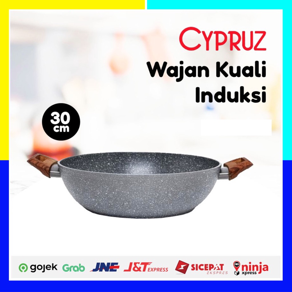 Jual Cypruz Wajan Kuali Induksi Keramik Marble 30 cm 2 Handle Wok Induction | Shopee Indonesia