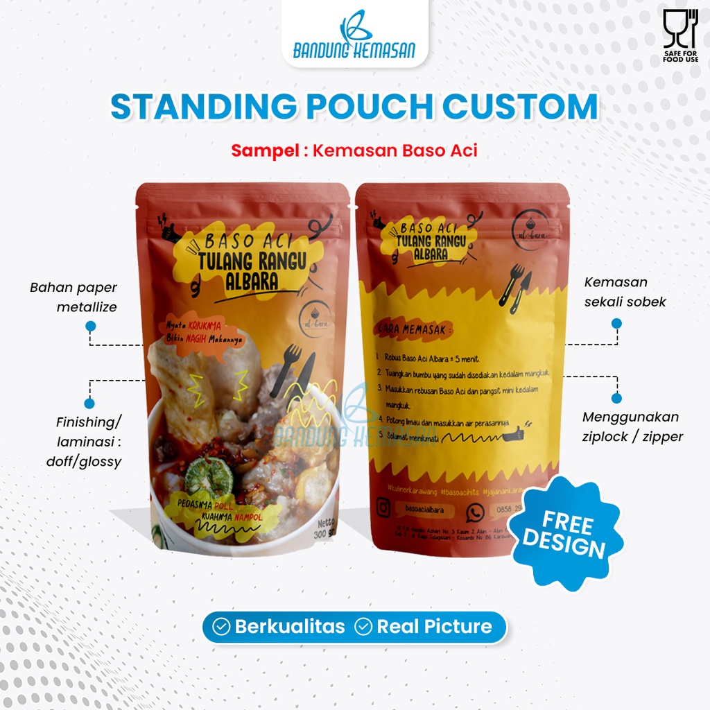 Jual 16 x 23 - Cetak Plastik Kemasan Standing Pouch Custom Bungkus ...