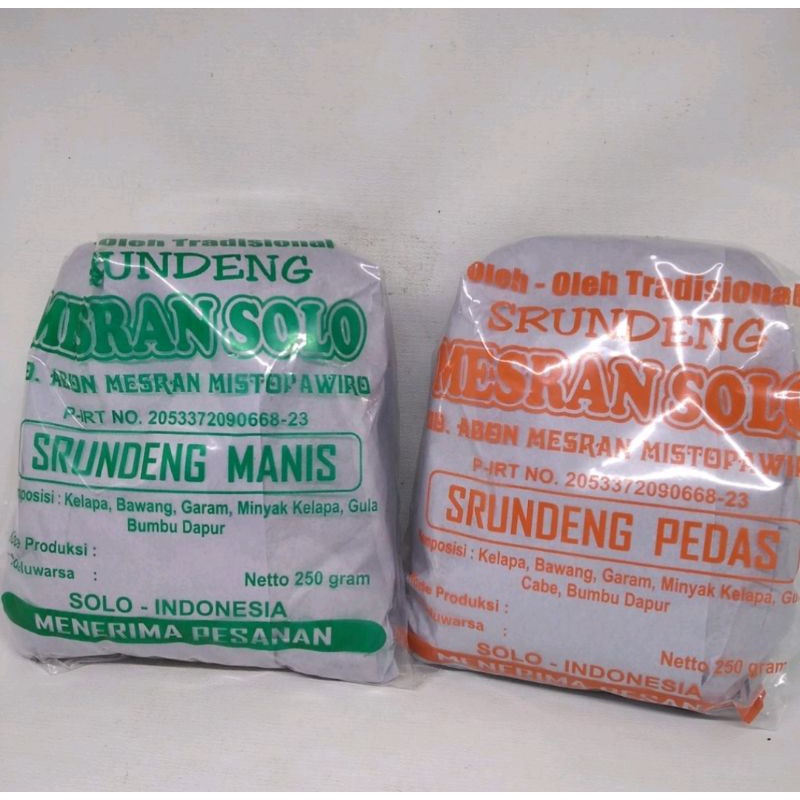 Jual SERUNDENG SRUNDENG MESRAN SOLO/PEDAS/MANIS/250 Gr OLEH OLEH KHAS ...