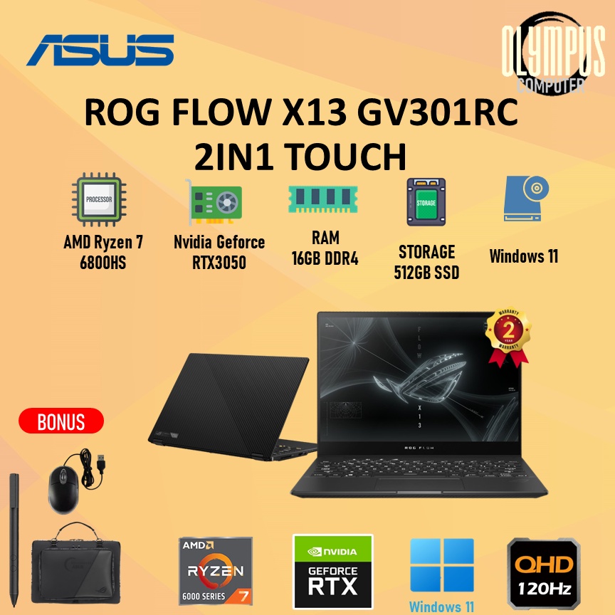 Jual Laptop Asus Rog Flow X13 GV301RC RTX3050 Ryzen 7 6800HS 16GB ...
