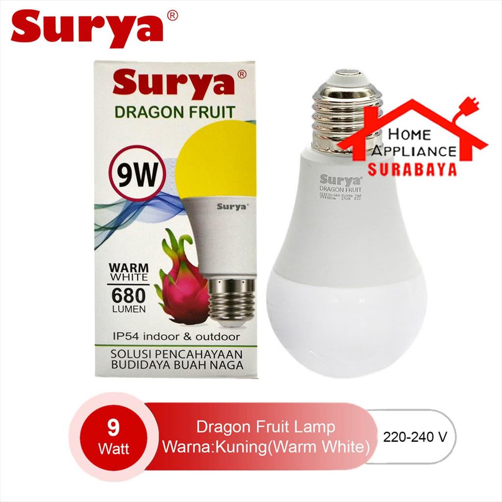 Jual Lampu LED Buah Naga - Dragon Fruit Cahaya Kuning IP54 SURYA 9W - 9 Watt IP 54 2700K ...