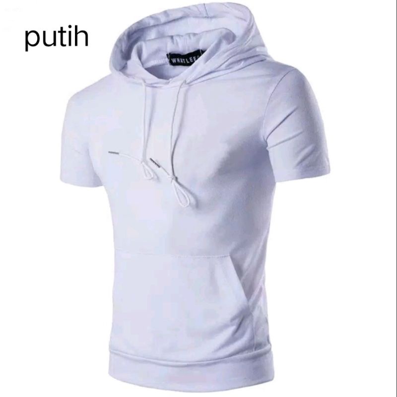 Jual kaos kupluk hoodie polos lengan pendek | Shopee Indonesia
