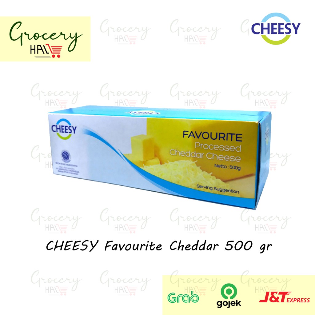 Jual CHEESY FAVOURITE CHEDDAR CHEESE / KEJU CHEDDAR 500 GRAM | Shopee ...