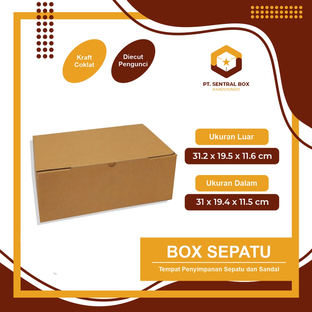 Jual Box Sepatu ( 32 x 20 x 12 cm ) Kardus/Polos/Karton/Box/Sepatu ...