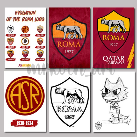 Jual Poster Dinding Logo AS Roma Klub Sepak Bola Eropa Wall Decor Kamar ...