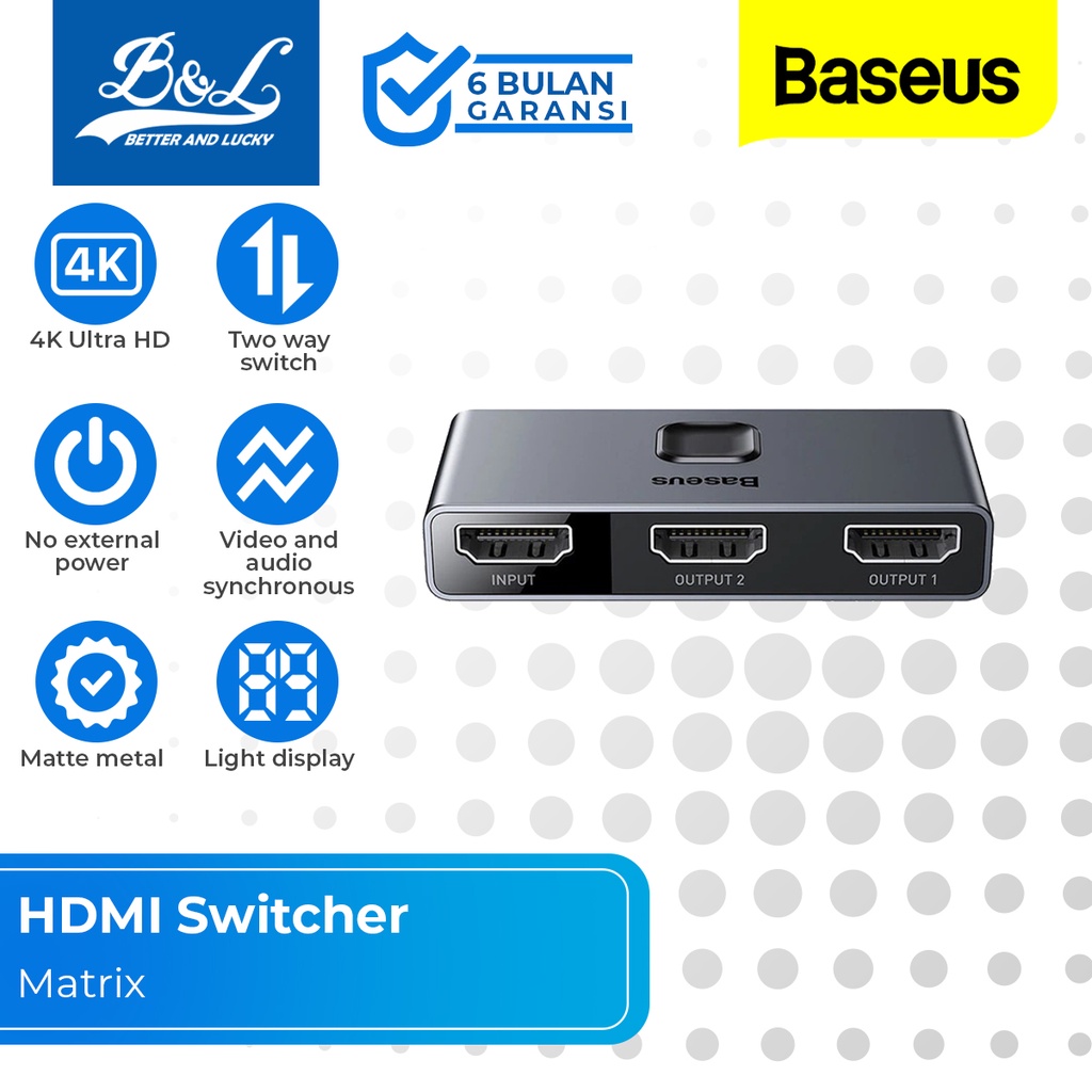 Jual BASEUS model Matrix HDMI 4K Switcher Splitter Dual Modes Bi ...