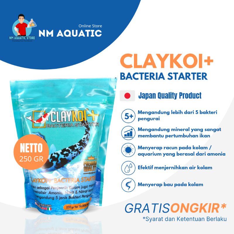 Jual CLAYKOI+ BACTERIA STARTER 250gr Bacteri Starter Penjernih Kolam ...