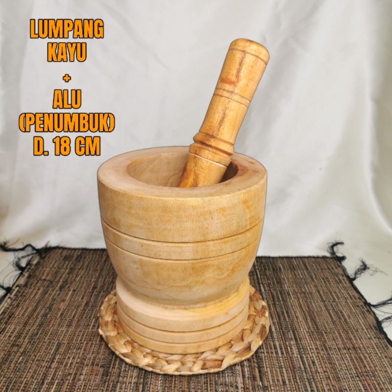 Jual Lumpang Kayu + Alu Penumbuk 18 cm | Shopee Indonesia