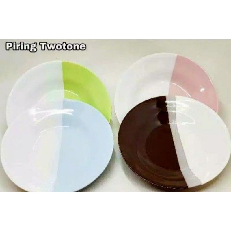 Jual Piring Makan Keramik Two Tone PTT - Piring 2 Warna - Piring ...