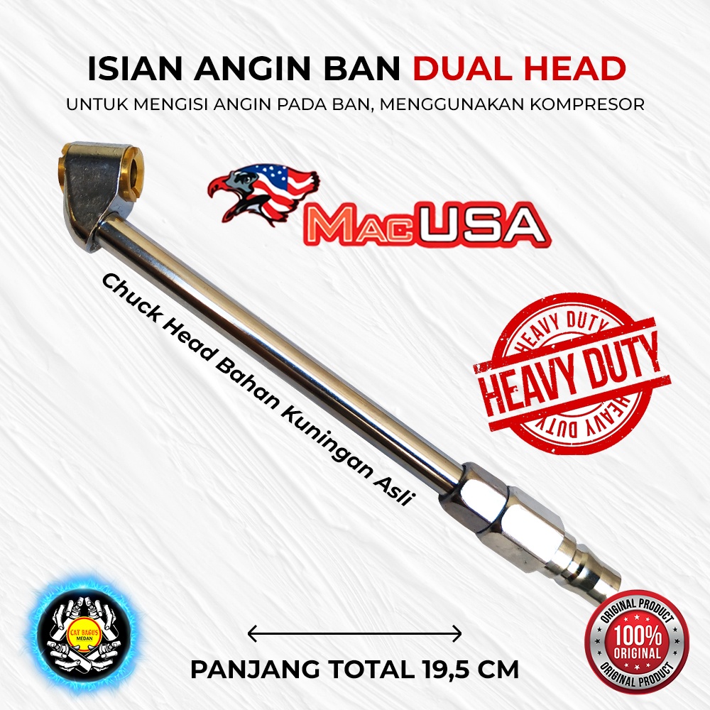Jual ISIAN ANGIN BAN SEPEDA MOTOR MOBIL MACUSA DUAL HEAD KUNINGAN TAHAN ...