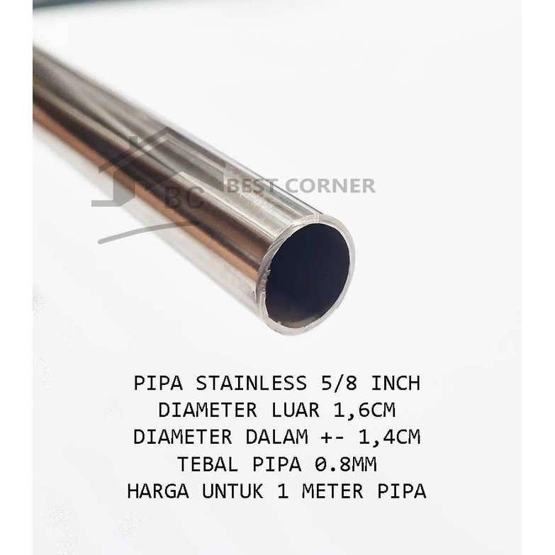 Jual Pipa 5/8" x 1Mtr Bulat Stainless steel | Shopee Indonesia