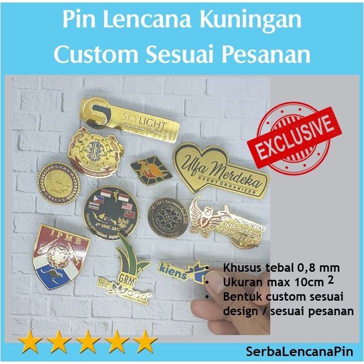 Jual Pin Lencana Kuningan Warna Custom Exclusive Premium Tanpa Lapisan ...
