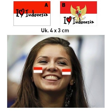 Jual Stiker Muka Pipi Bendera Merah Putih Garuda I Love Indonesia 4x3 ...