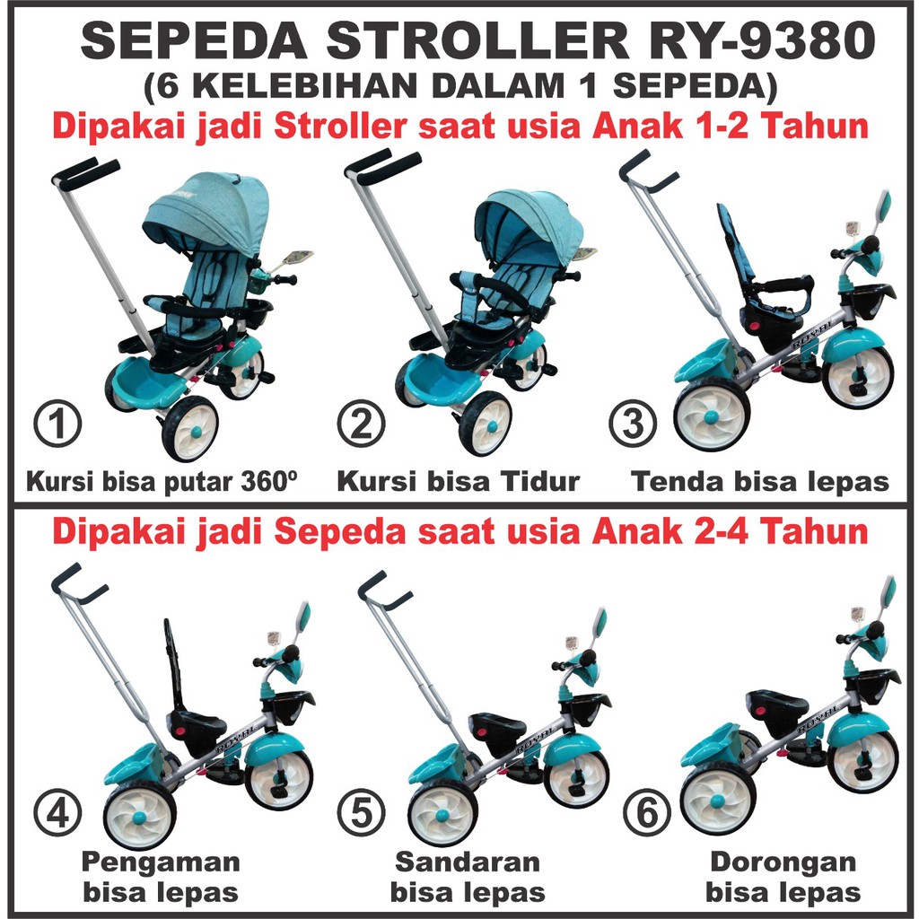 Jual SEPEDA STROLLER ROYAL 9380 (KURSI PUTAR, BISA REBAHAN & REM ...
