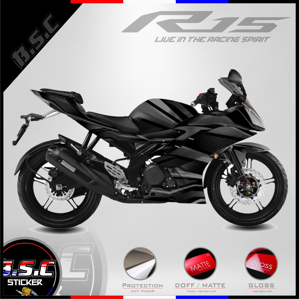 Jual Sticker Decal FULL BODY R15 V2 Motif Street Carbon Black | Shopee ...