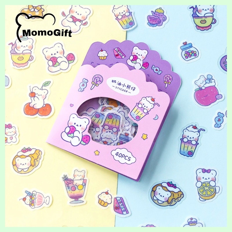 Jual Stiker Aesthetic Tumblr Sticker Lilac Meng Meng Bear I (40 Pcs ...