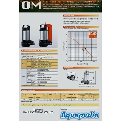 Jual Tsurumi Oma3 Pompa Stainless Submersible Automatic Landscape Pump | Shopee Indonesia