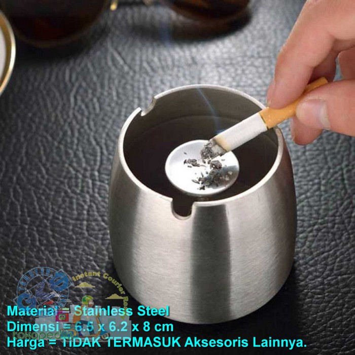 Jual GM Asbak Tempat Abu Rokok Anti Angin Cone Cylinder Stainless Steel ...