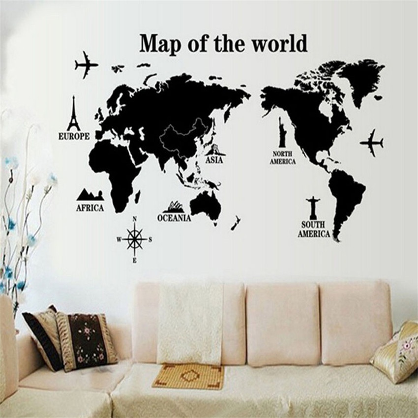 Jual Sticker Stiker Wallpaper Dinding World Map Living Room Decoration ...