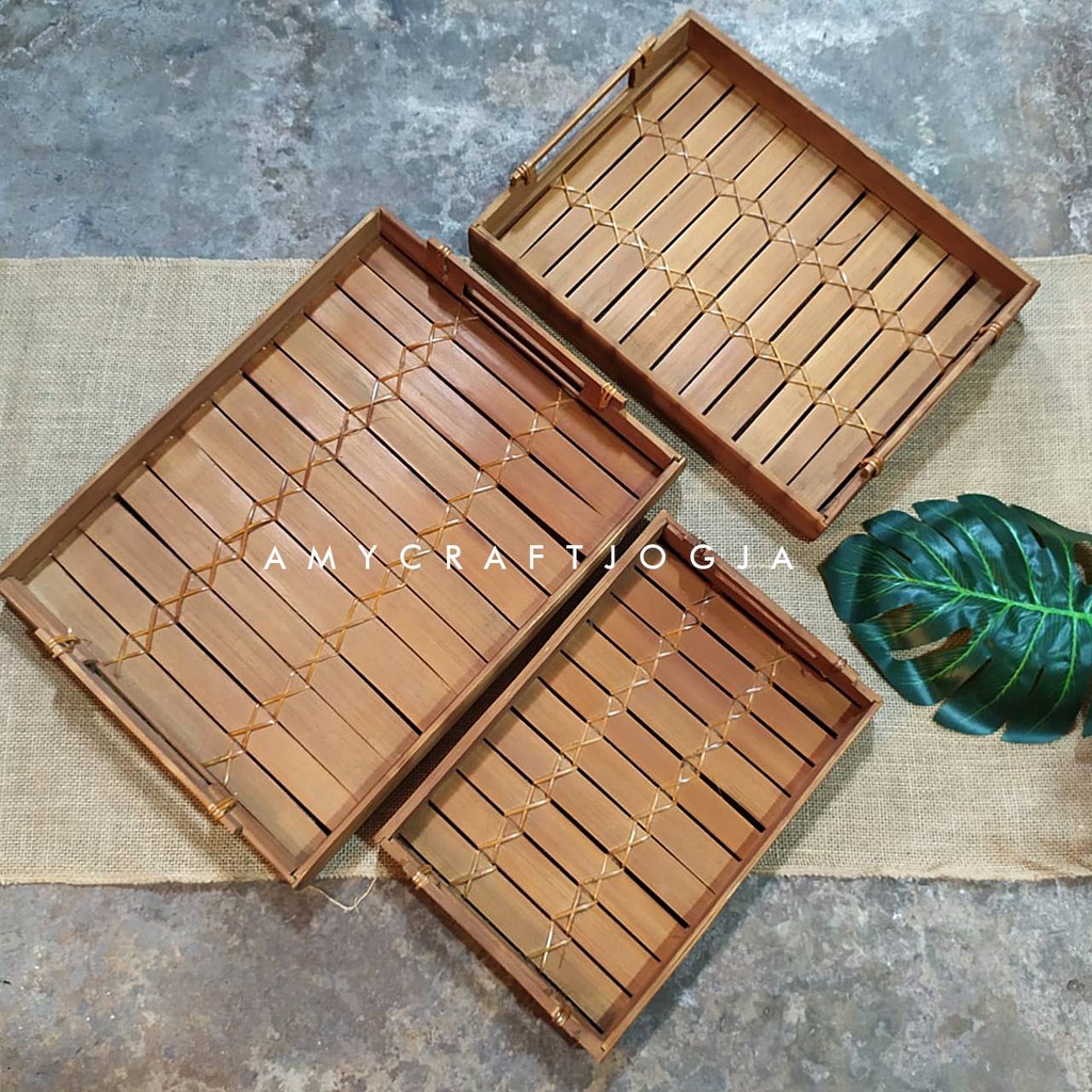 Jual Nampan Bambu Premium 1 Set 3 Ukuran/Nampan Bambu Tradisional/Baki ...