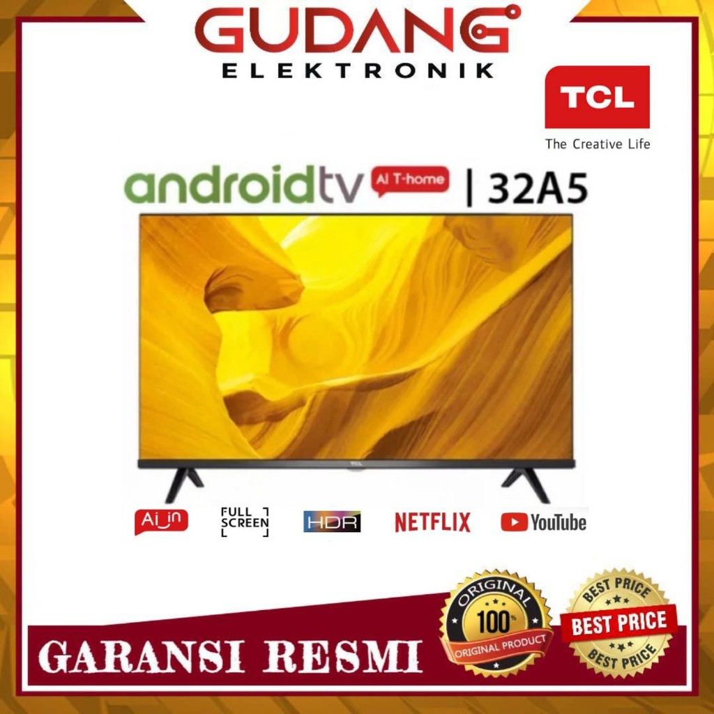 Jual LED TV 32 INCH TCL 32A5 ANDROID LED TCL 32A5 Full Screen | Shopee ...