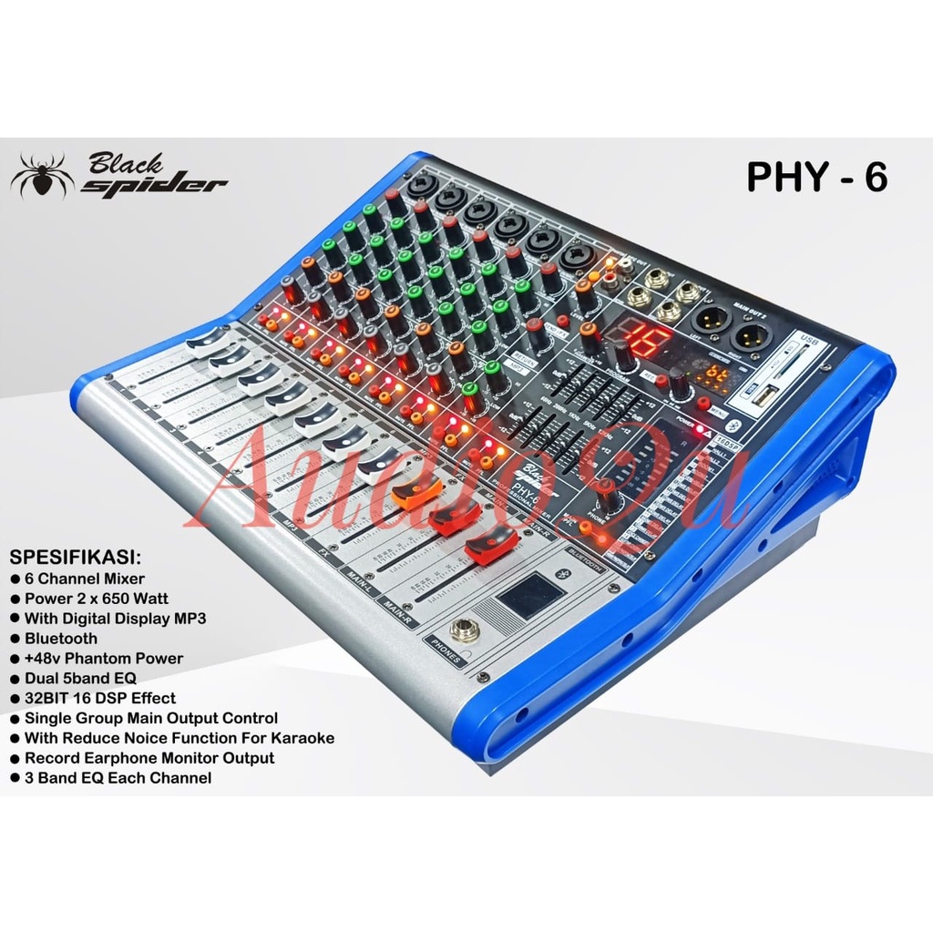 Jual POWER MIXER BLACK SPIDER PHY 6 / BLACKSPIDER PHY6 ORIGINAL | Shopee Indonesia