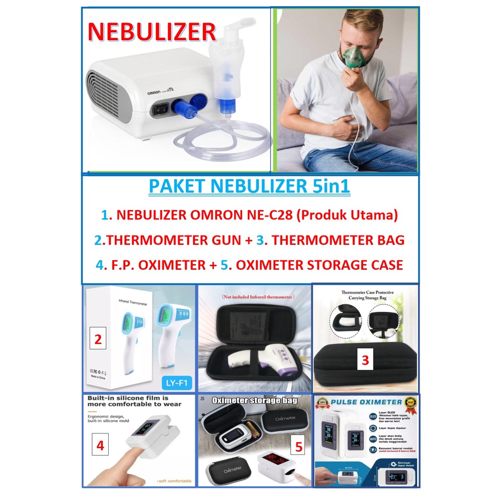 Jual PAKET 5in1: NEBLIZER OMRON NE-C28+THERMOMETER GUN INFRARED+ THERMO ...