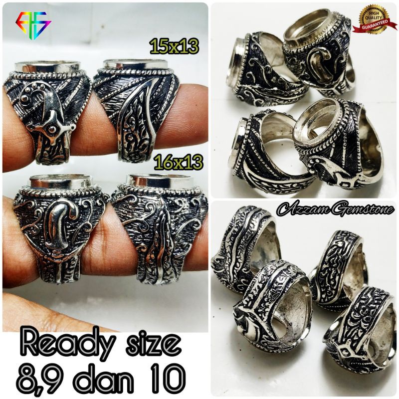 Jual Cincin Ring Ikat Emban Alpaka Bakar Motif Antik Kuno 3D Warna ...