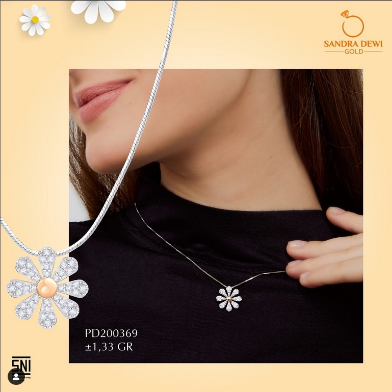 Jual LIONTIN EMAS SANDRA DEWI GOLD DAISY COLLECTIONS BUNGA MATA2 CANTIK ...