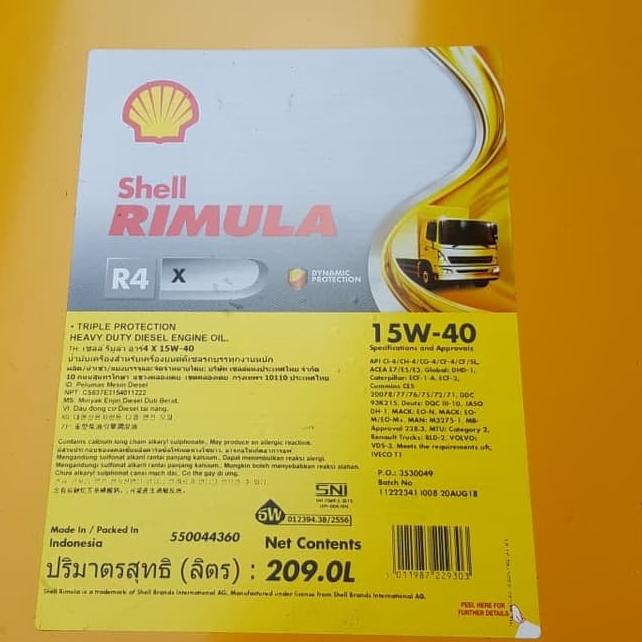 Jual リ ECERAN Oli mesin Diesel sae 15w/40 15w-40 Api CI-4 Shell Rimula ...