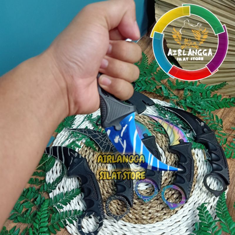 Jual (cod) original karambit survival biru strip Garis Karambit ...