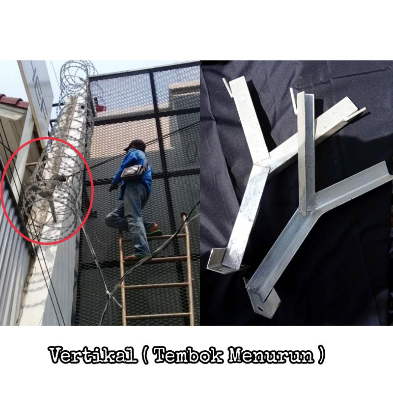 Jual Tiang Y Besi Siku Pasang Kawat Duri Silet Razor Wire BTO 22 BTO 30 ...