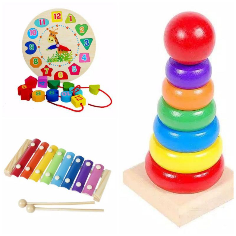 Jual Paket Clock Puzzle + Ring Tower + Xylophone | Shopee Indonesia