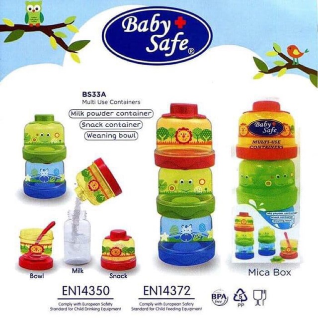 Jual BABY SAFE Stack Milk Container BS33A (Tempat Menyimpan Susu Bubuk ...