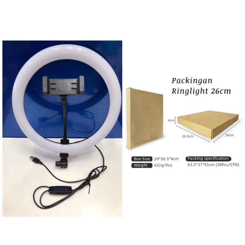 Jual Ring Light LED 26CM Lampu 26 cm Selfie Vlog Lampu Ringlight ( NON ...