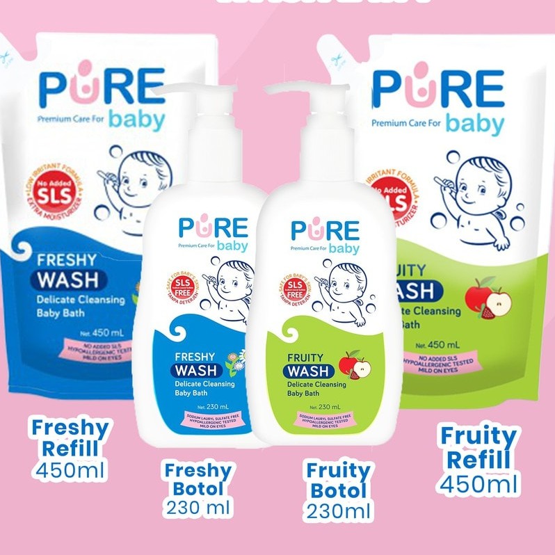 Jual PURE BABY MURAH BABY WASH / SHAMPOO 230ML / 450ML PUREBABY PUMP ...