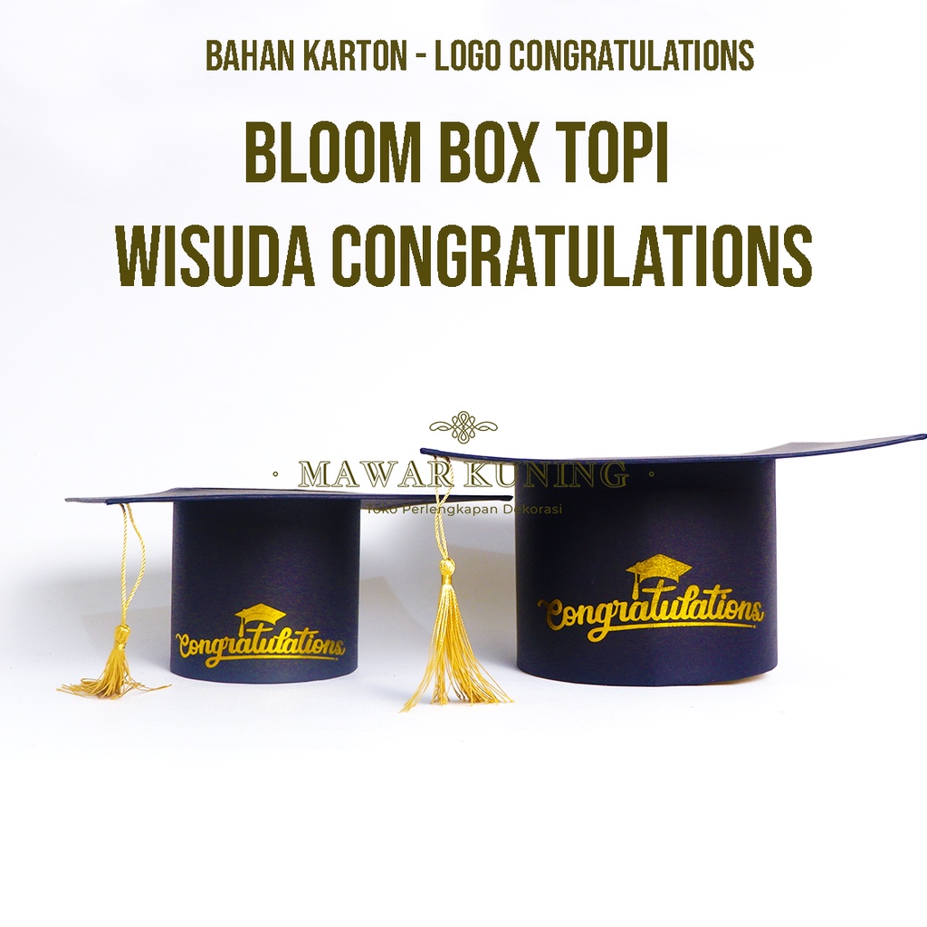 Jual [ 3 Ukuran ] Bloom Box Topi Wisuda Logo Congratulations | Shopee ...