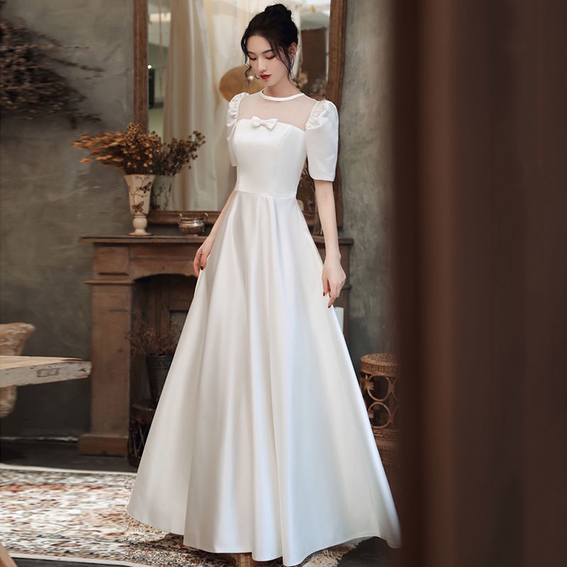 Jual Gaun malam Perancis baru perjamuan satin sederhana yang elegan ...