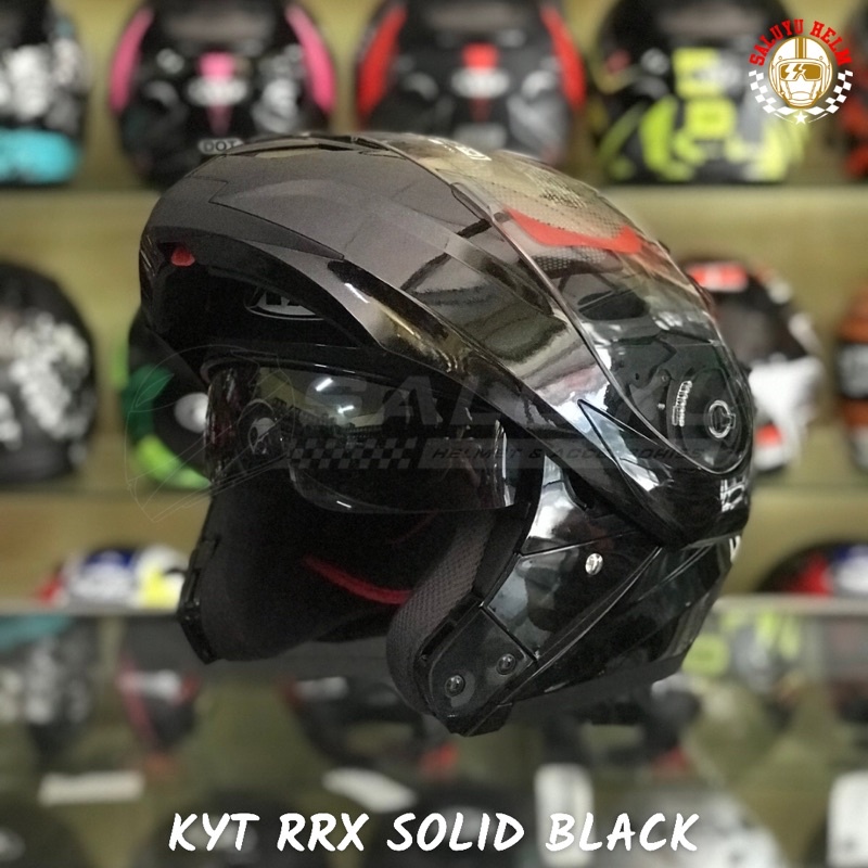Jual HELM KYT RRX SOLID BLACK | KYT RRX MODULAR DOUBLE VISOR BLACK ...