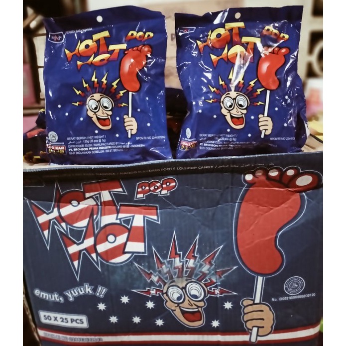Jual Permen Hot Hot Pop Kaki 1 Pcs Isi 25 Pack Hot Hot Pop Candy Kembang Gula Rasa Permen Jadul ...